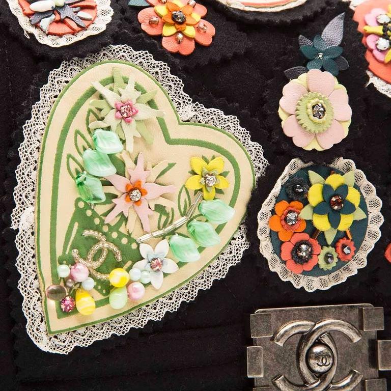 Chanel Floral Applique 'Boy' Shoulder Bag at 1stDibs | chanel floral bag