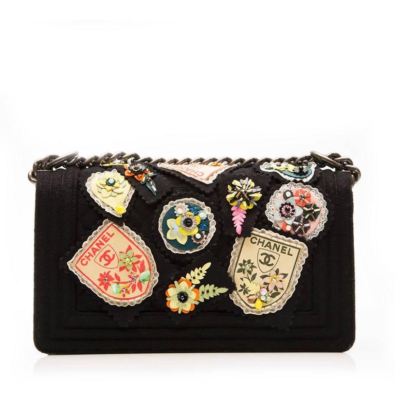 Chanel Floral Applique 'Boy' Shoulder Bag at 1stDibs | chanel floral bag