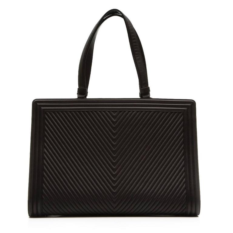 Chanel Black Chevron Leather Boy Shopper Tote Bag at 1stDibs | chanel ...