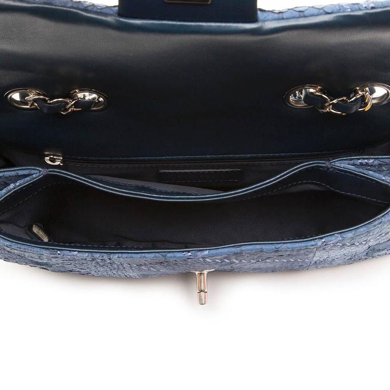 Chanel Blue Python Leather 2.55 Flap Handbag at 1stDibs | chanel blue ...