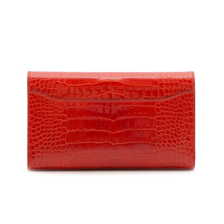 Hermes Red Alligator Constance Wallet at 1stDibs | hermes constance ...