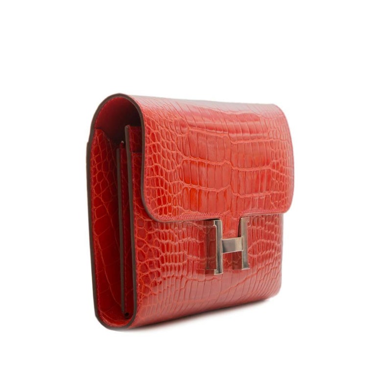 Hermes Red Alligator Constance Wallet at 1stDibs | hermes constance ...