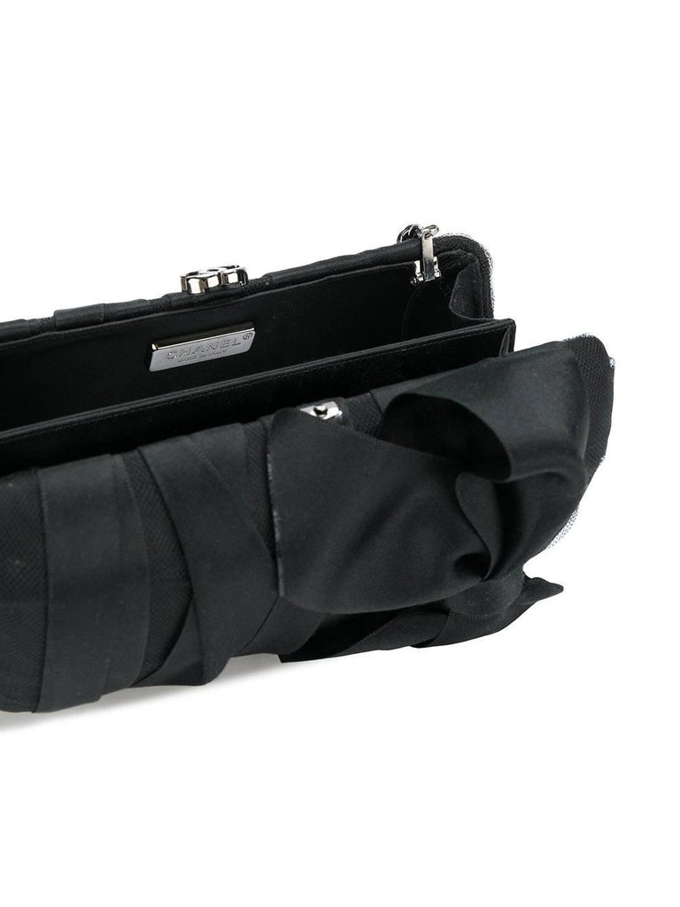 Chanel Silk Black Bow Clutch Bag at 1stDibs | chanel silk bag