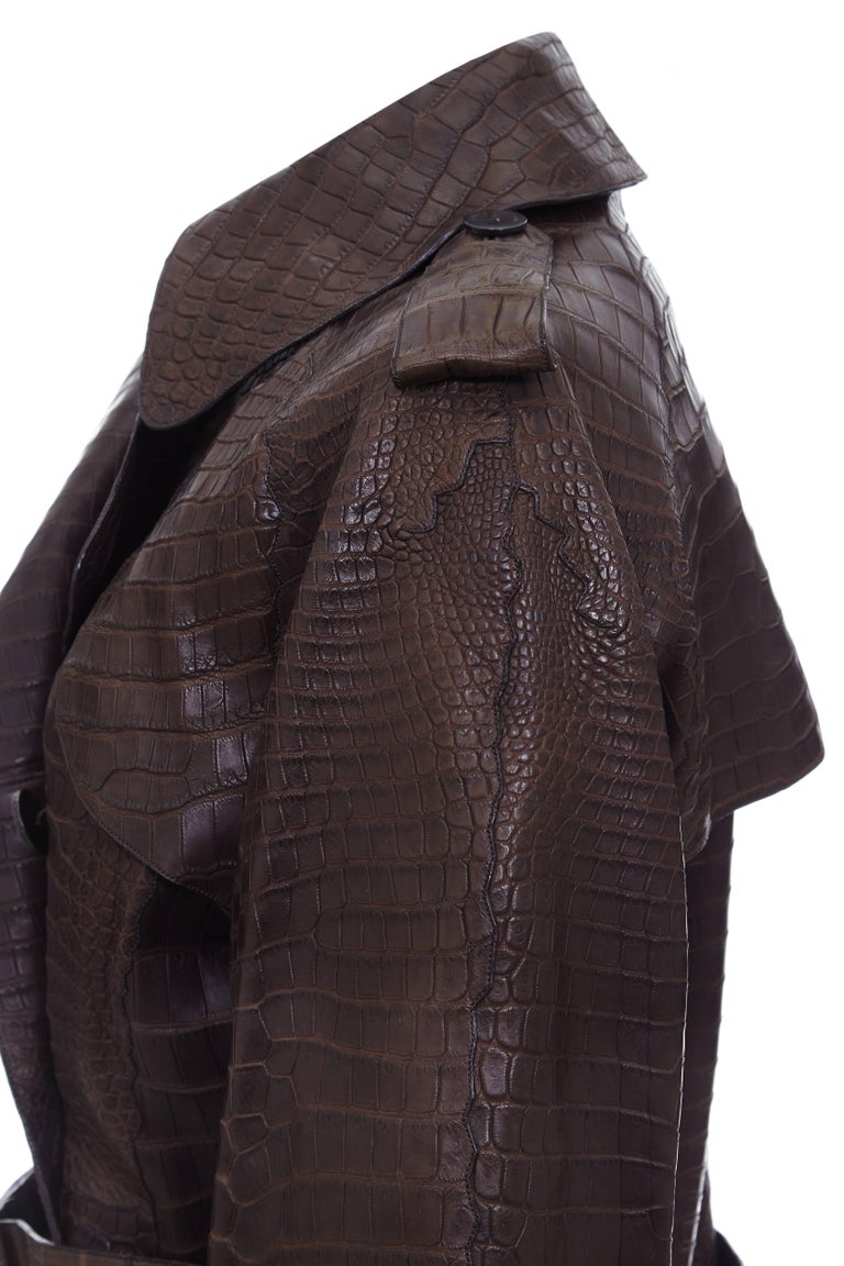 Hermes Brown Alligator Trench Coat For Sale at 1stDibs | hermes ...