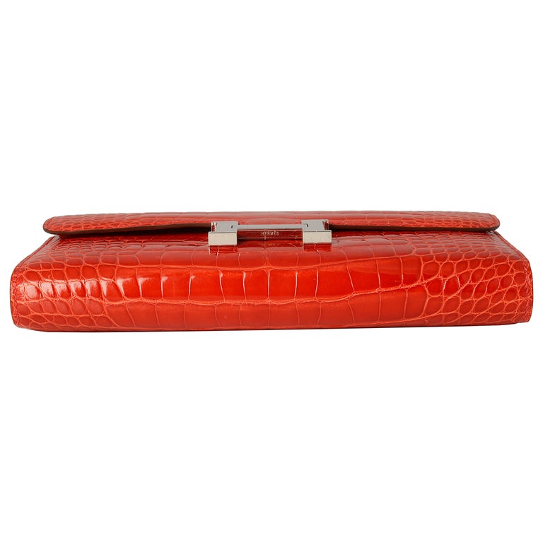 Hermès Geranium Red Alligator Constance 20cm Wallet at 1stDibs | red ...
