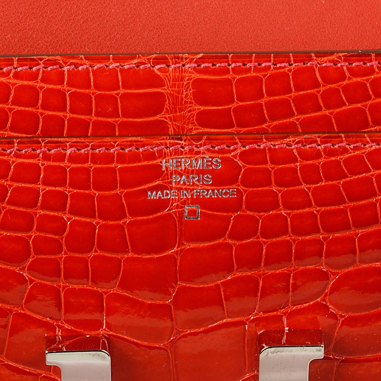 Hermès Geranium Red Alligator Constance 20cm Wallet at 1stDibs | red ...