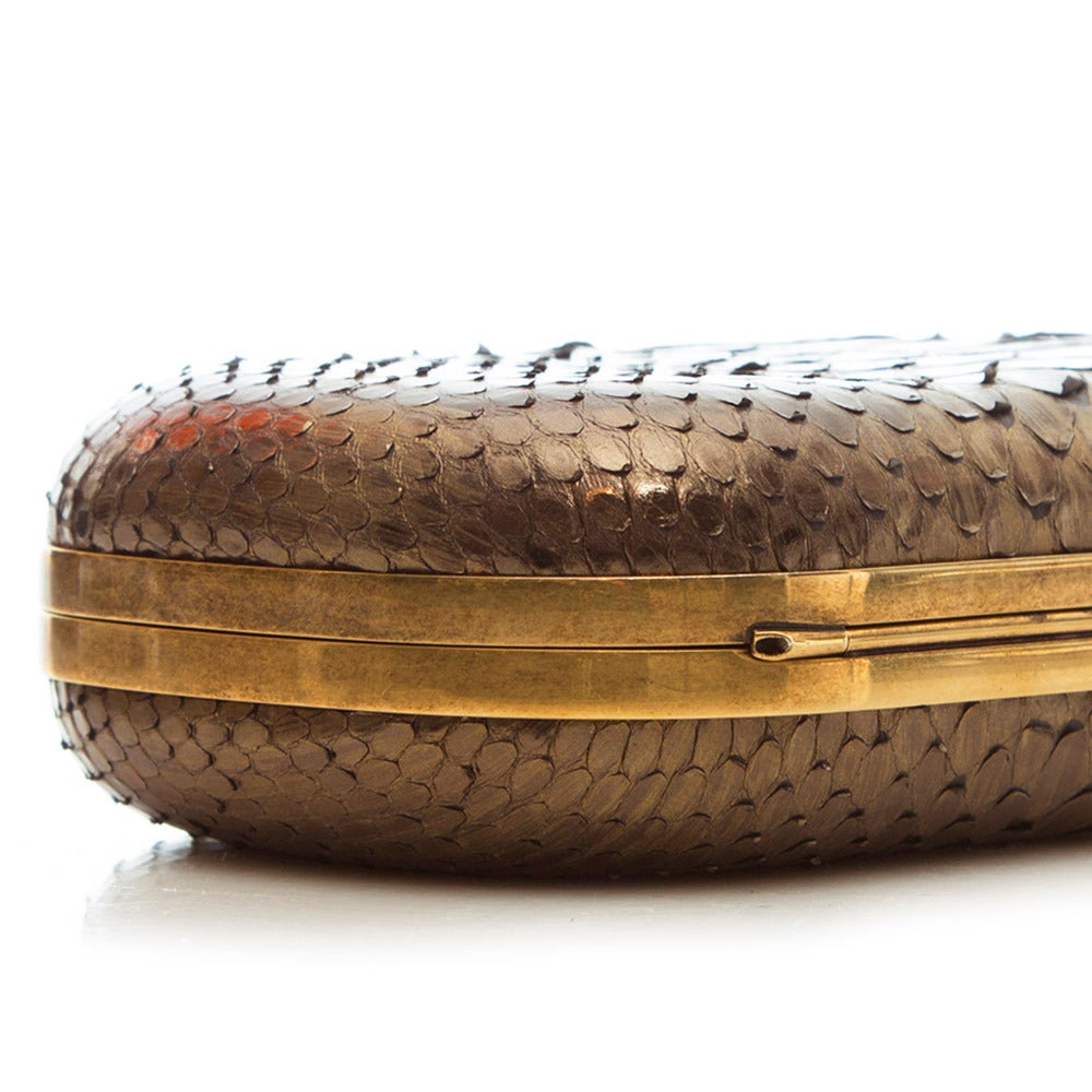 Marchesa Silver Snakeskin Clutch with Crystal at 1stDibs | silver ...