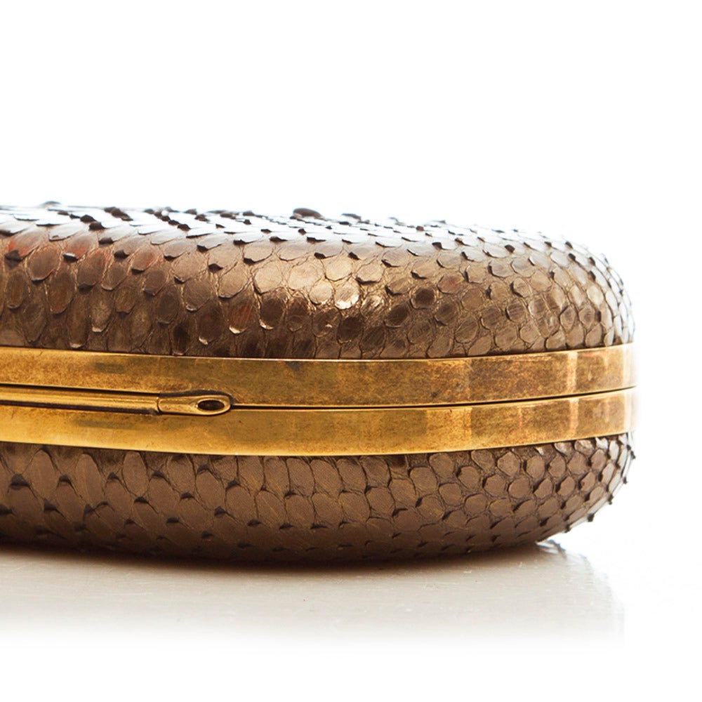 Marchesa Silver Snakeskin Clutch with Crystal at 1stDibs | silver ...