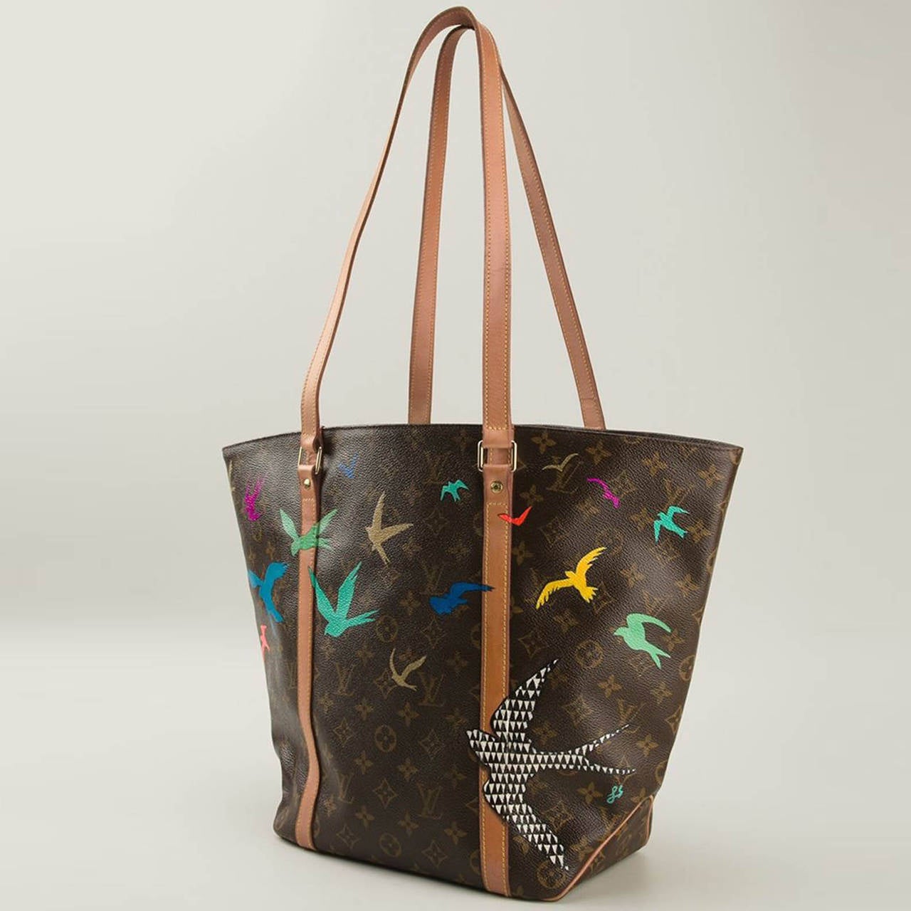 Louis Vuitton Hand Painted Monogram Shopper Bag For Sale at 1stDibs ...
