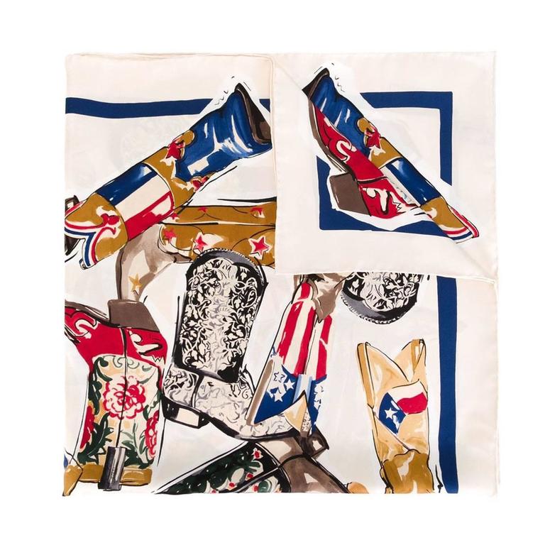 Chanel Vintage Cowboy Boot Print Scarf at 1stDibs | chanel cowboy boots