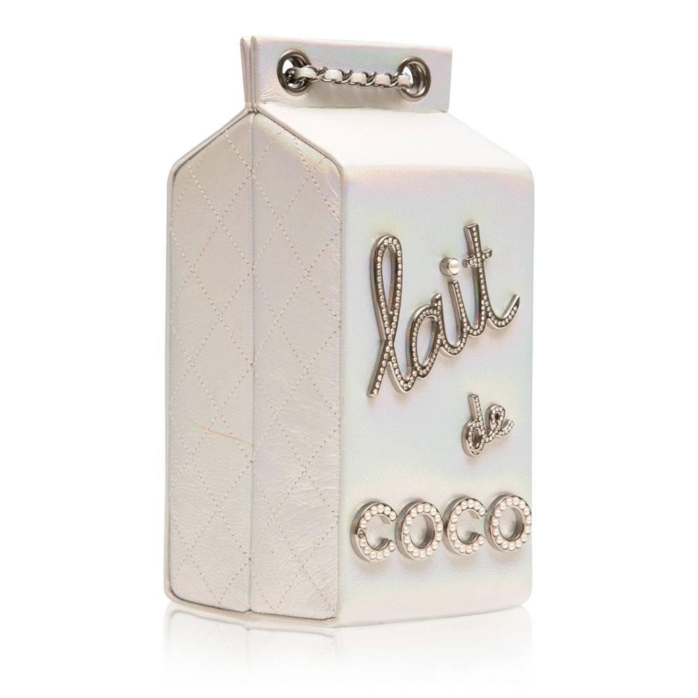 Chanel Silver Milk Carton Bag For Sale at 1stdibs