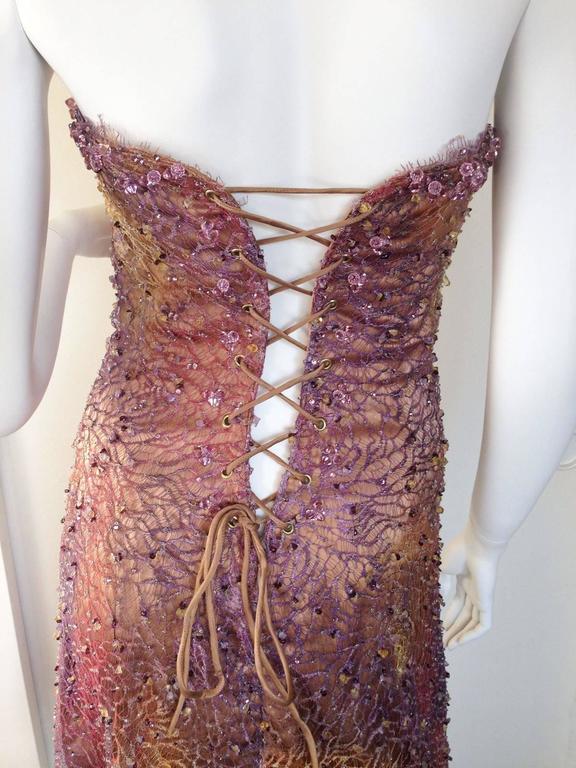 BARACCI Couture Lace Swarovski and Natural Crystals Beaded Dress Size S ...