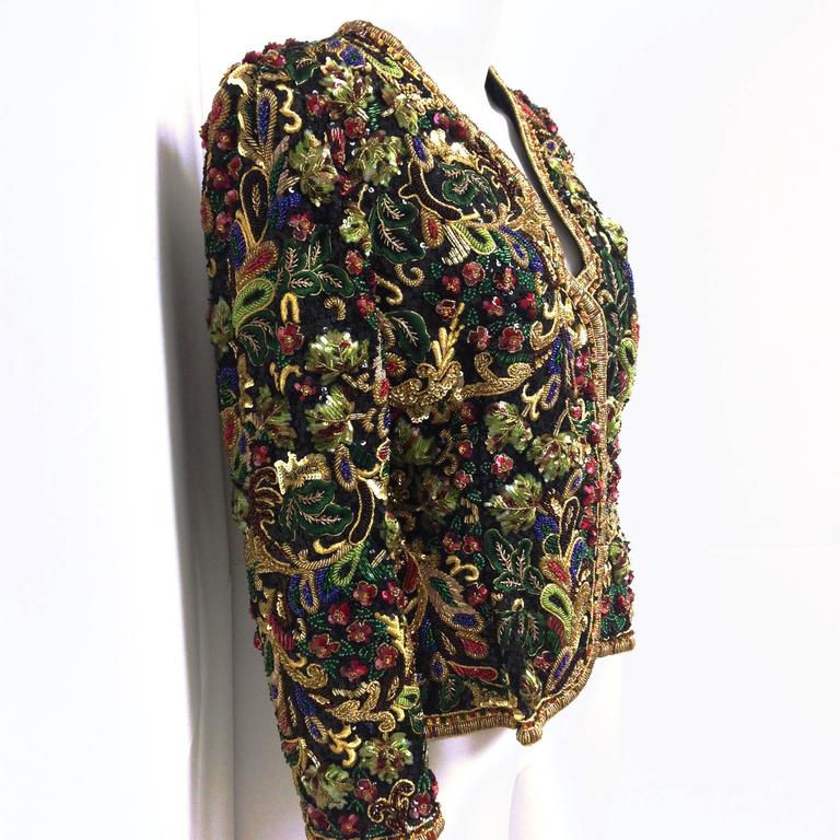 1983 Oscar de La Renta Heavily Embroidered and Beaded Evening Jacket at ...