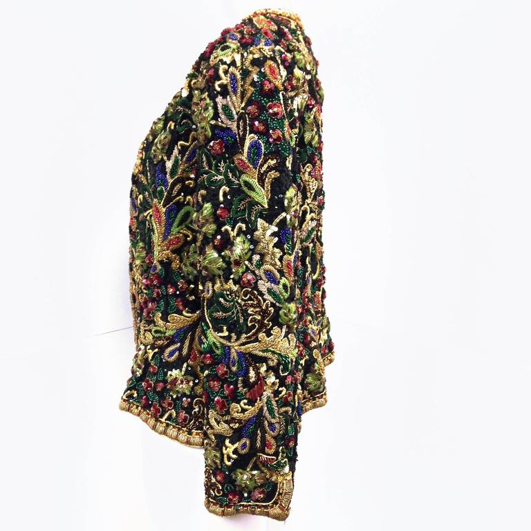 1983 Oscar de La Renta Heavily Embroidered and Beaded Evening Jacket at ...