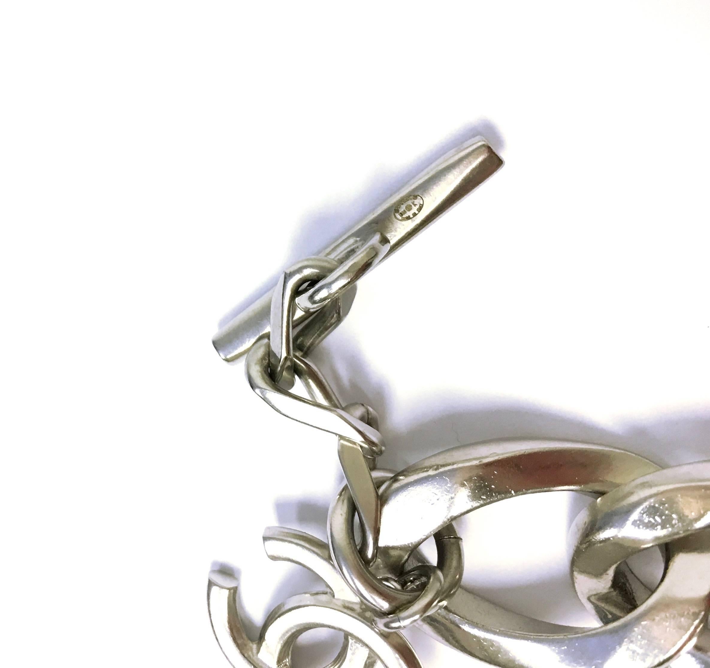 CHANEL 13K Chunky Chain CC Link Two Tone Metal Bracelet at 1stDibs ...