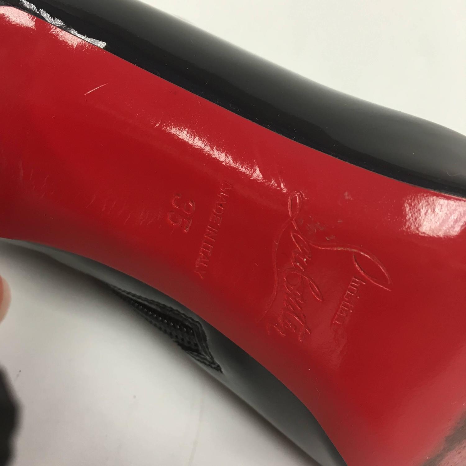 CHRISTIAN LOUBOUTIN Black Patent Leather Christ 100 Lace Up Booties For ...