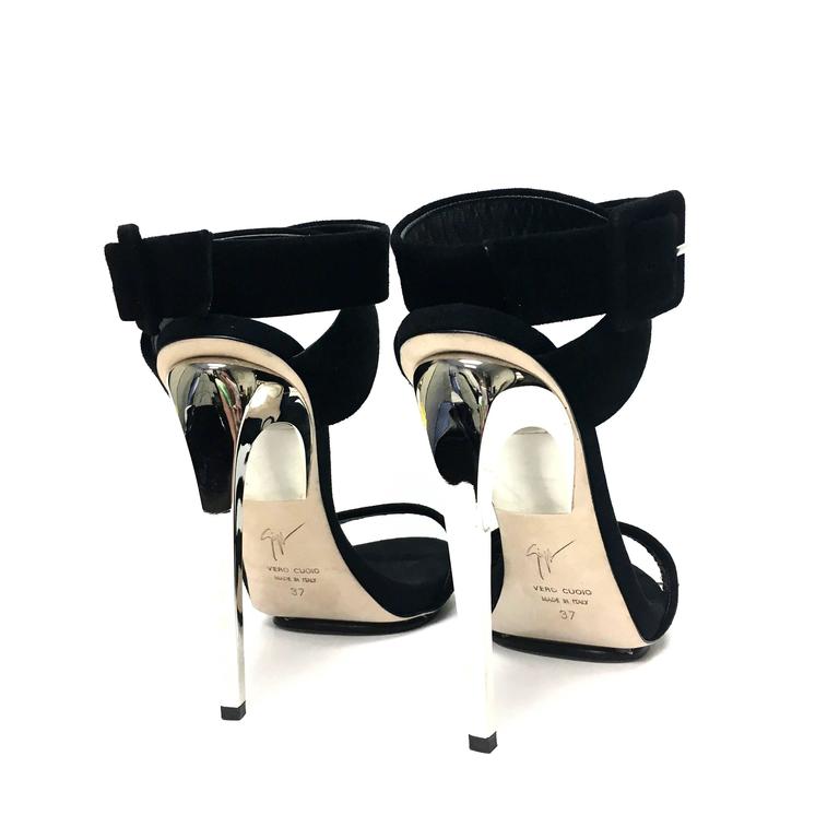 Giuseppe Zanotti Black Suede and Silver Alien 115 Heels Shoes at ...
