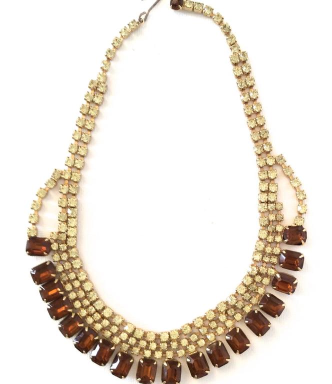 Fabulous Vintage Rhinestone Necklace - 1950's For Sale at 1stDibs