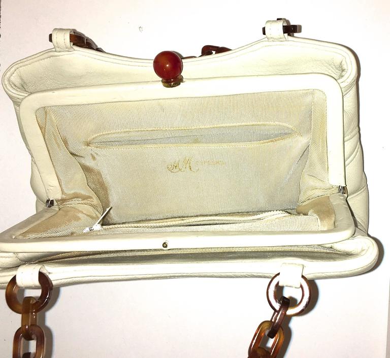 Rare 1950's Morris Moscowitz Beige Leather Purse - Bakelite Hardware ...