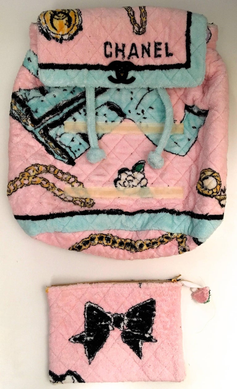 Rare Chanel Terry Cloth XL Backpack - 1994 - Mint Condition at 1stDibs