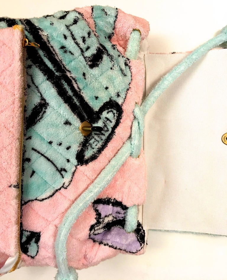 Rare Chanel Terry Cloth XL Backpack - 1994 - Mint Condition at 1stDibs