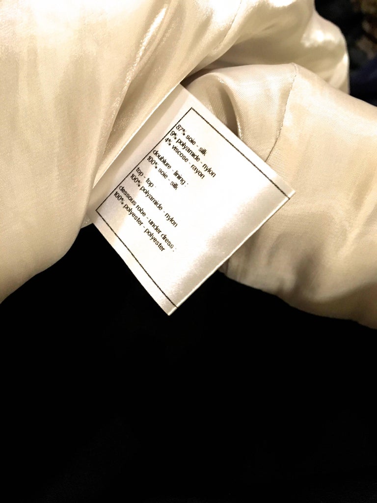 Chanel Silk and Boucle Dress w/ Sheer Overlay For Sale at 1stDibs