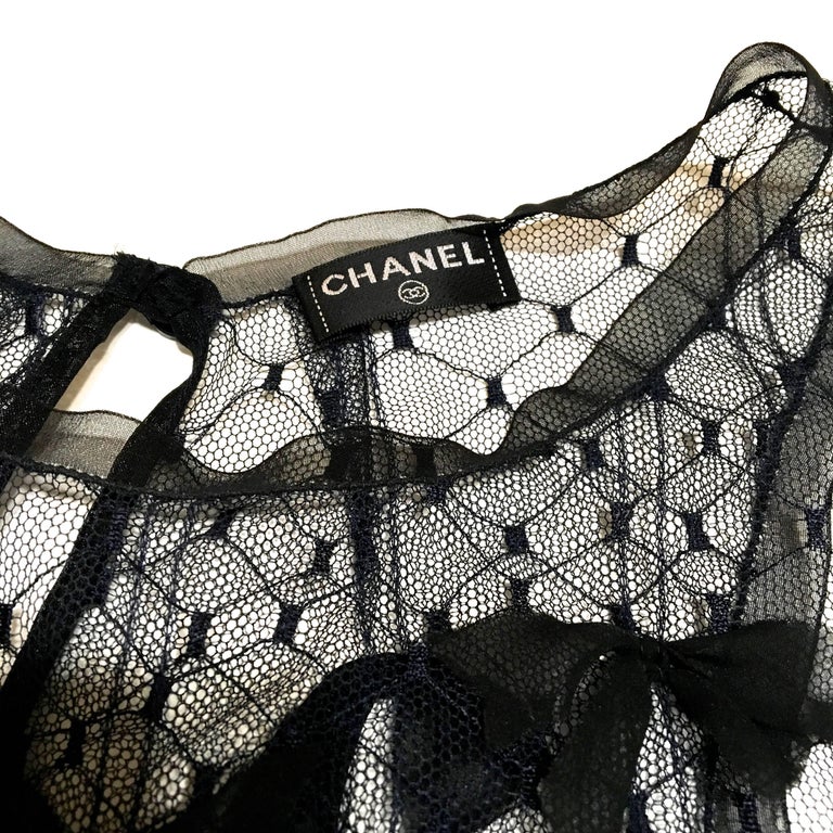 Chanel Silk and Boucle Dress w/ Sheer Overlay For Sale at 1stDibs