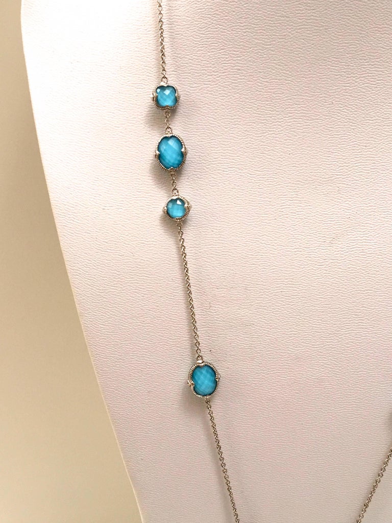 Judith Ripka Sterling Silver and Turquoise Necklace For Sale at 1stDibs