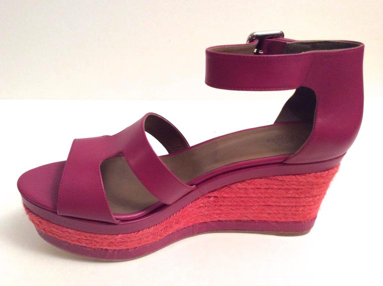 New Hermes Magenta / Fuschia Wedges - Espadrille - Size 41 at 1stDibs