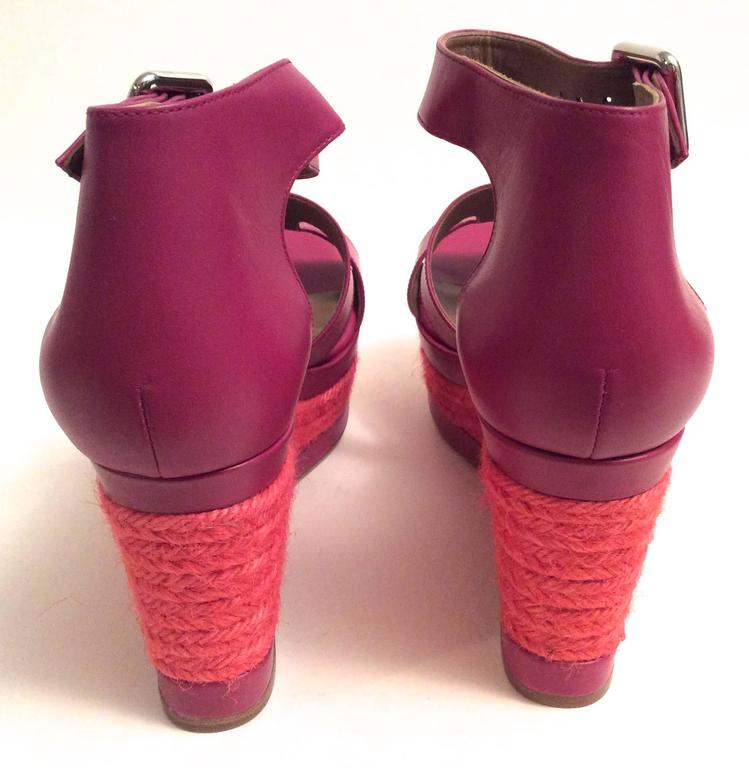 New Hermes Magenta / Fuschia Wedges - Espadrille - Size 41 at 1stDibs