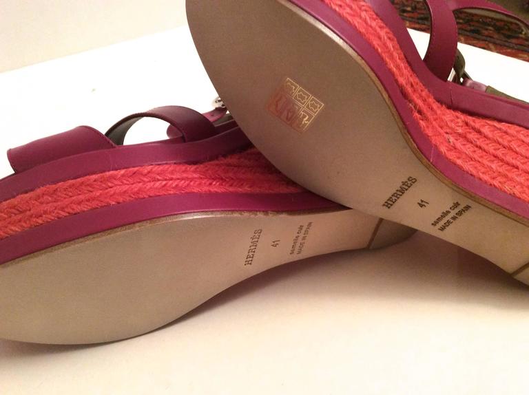 New Hermes Magenta / Fuschia Wedges - Espadrille - Size 41 at 1stDibs