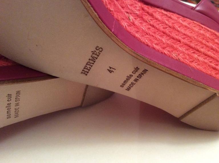 New Hermes Magenta / Fuschia Wedges - Espadrille - Size 41 at 1stDibs