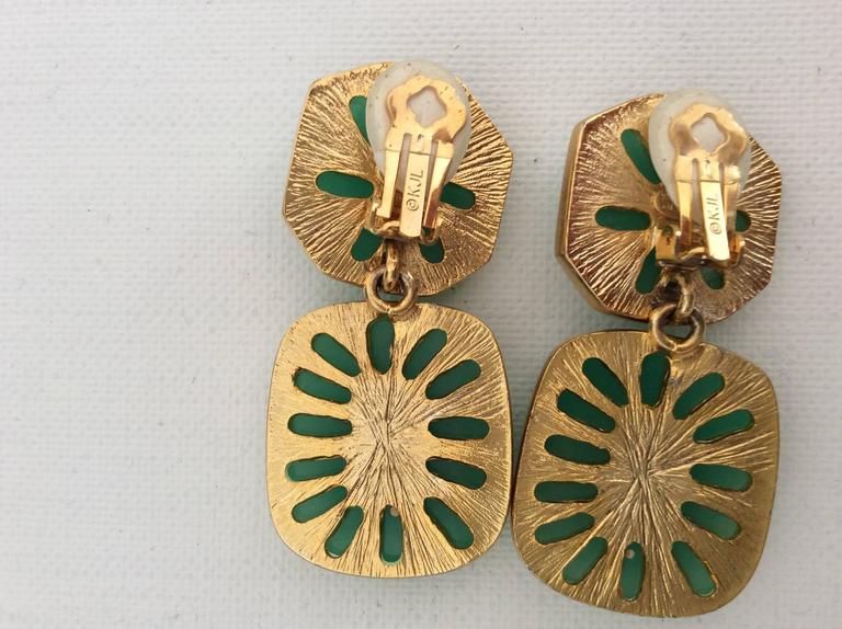 Kenneth J Lane (KJL) Green and Gold Tone Necklace with Matching ...