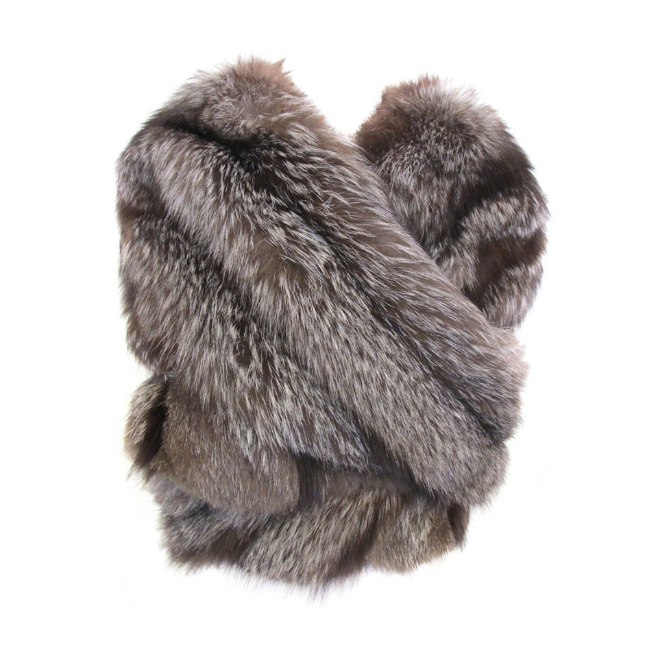 1940's Silver Fox Shawl-Stole For Sale at 1stDibs