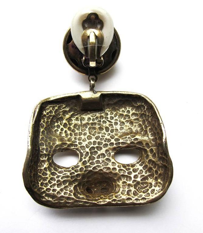 1980's Isabel Canovas Large Kabuki Mask Dangle Clip Earrings For Sale ...