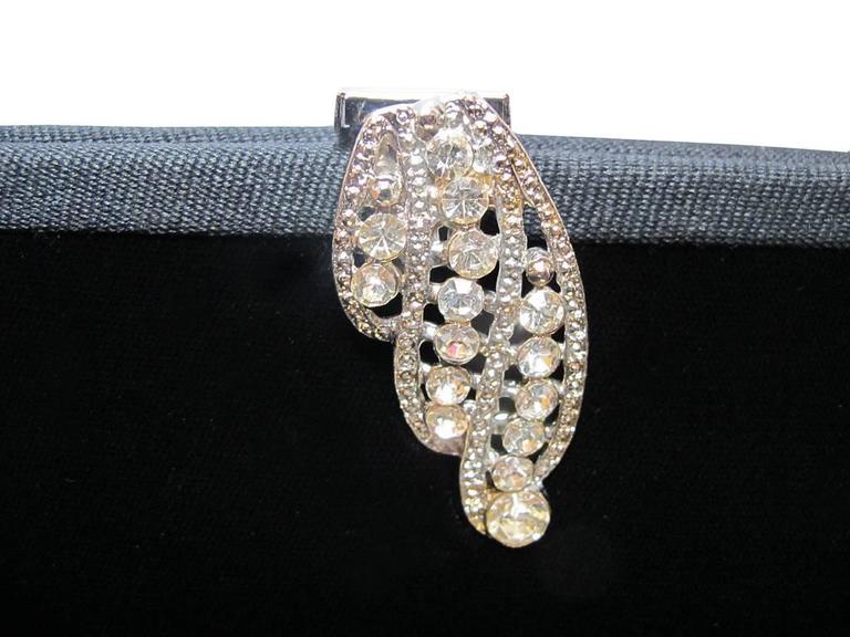 Givenchy Black Velvet Clutch with Rhinestone Clasp For Sale at 1stDibs