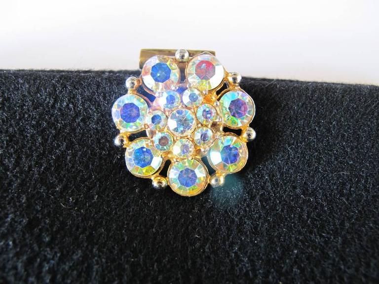 Ingber Black Wool Clutch with Iridescent Rhinestone Clasp For Sale at ...