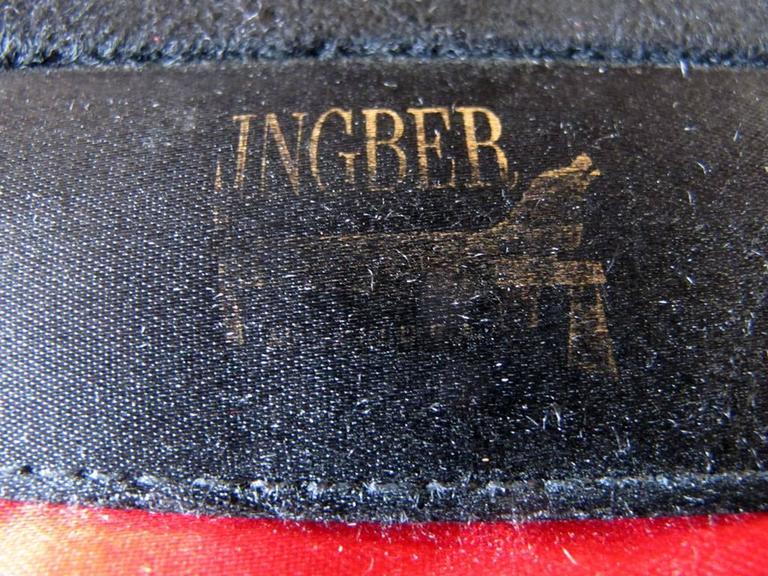 Ingber Black Wool Clutch with Iridescent Rhinestone Clasp For Sale at ...