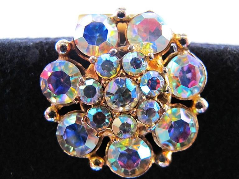 Ingber Black Wool Clutch with Iridescent Rhinestone Clasp For Sale at ...