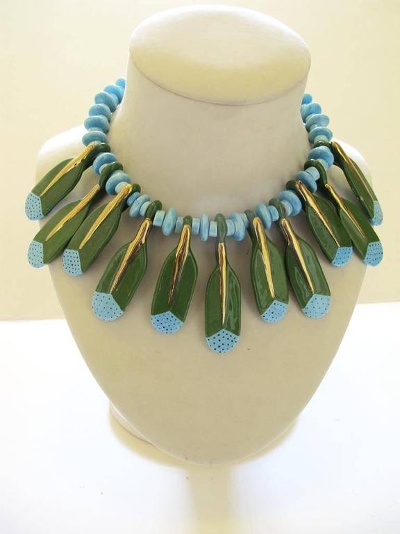Vintage 1970's Parrot Pearls Ceramic Beaded Choker Necklace For Sale at ...