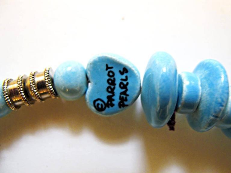 Vintage 1970's Parrot Pearls Ceramic Beaded Choker Necklace For Sale at ...