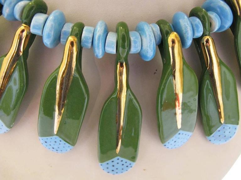 Vintage 1970's Parrot Pearls Ceramic Beaded Choker Necklace For Sale at ...