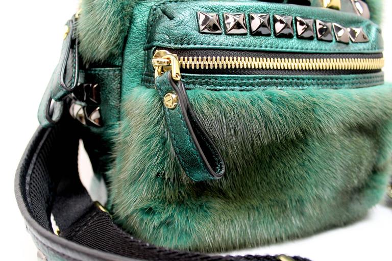 MCM Green Mink Fur Backpack with Metallic Studs at 1stDibs | mcm green ...