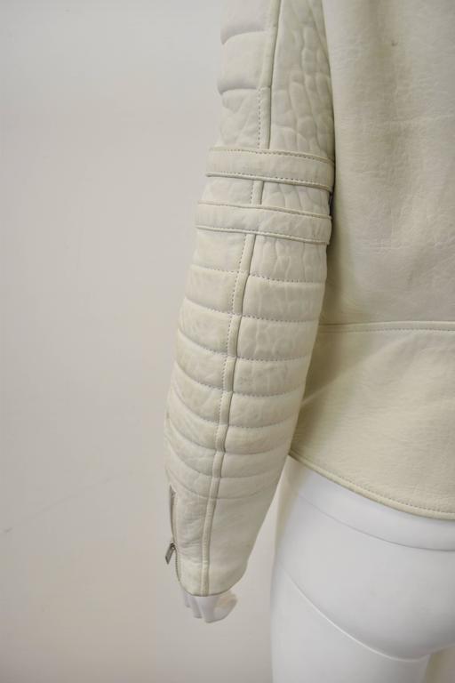 Celine Cream Leather Biker Jacket with Padding and Hardware Details A/W ...