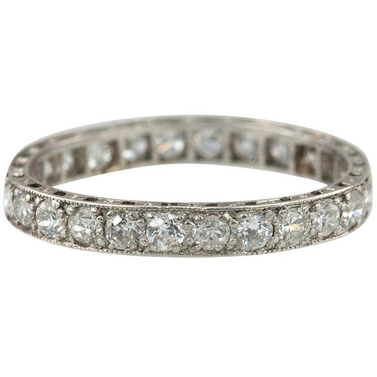 1920s Diamond Bead Set Eternity Band in Platinum at 1stDibs