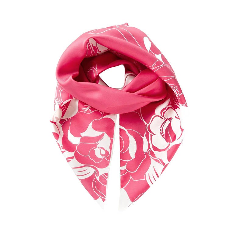 Chanel Vintage Rose Print Scarf at 1stDibs