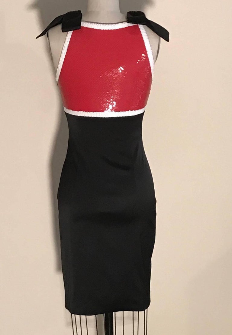 Moschino Couture Shop Stop Sign Dress Black with Red and White Sequins ...