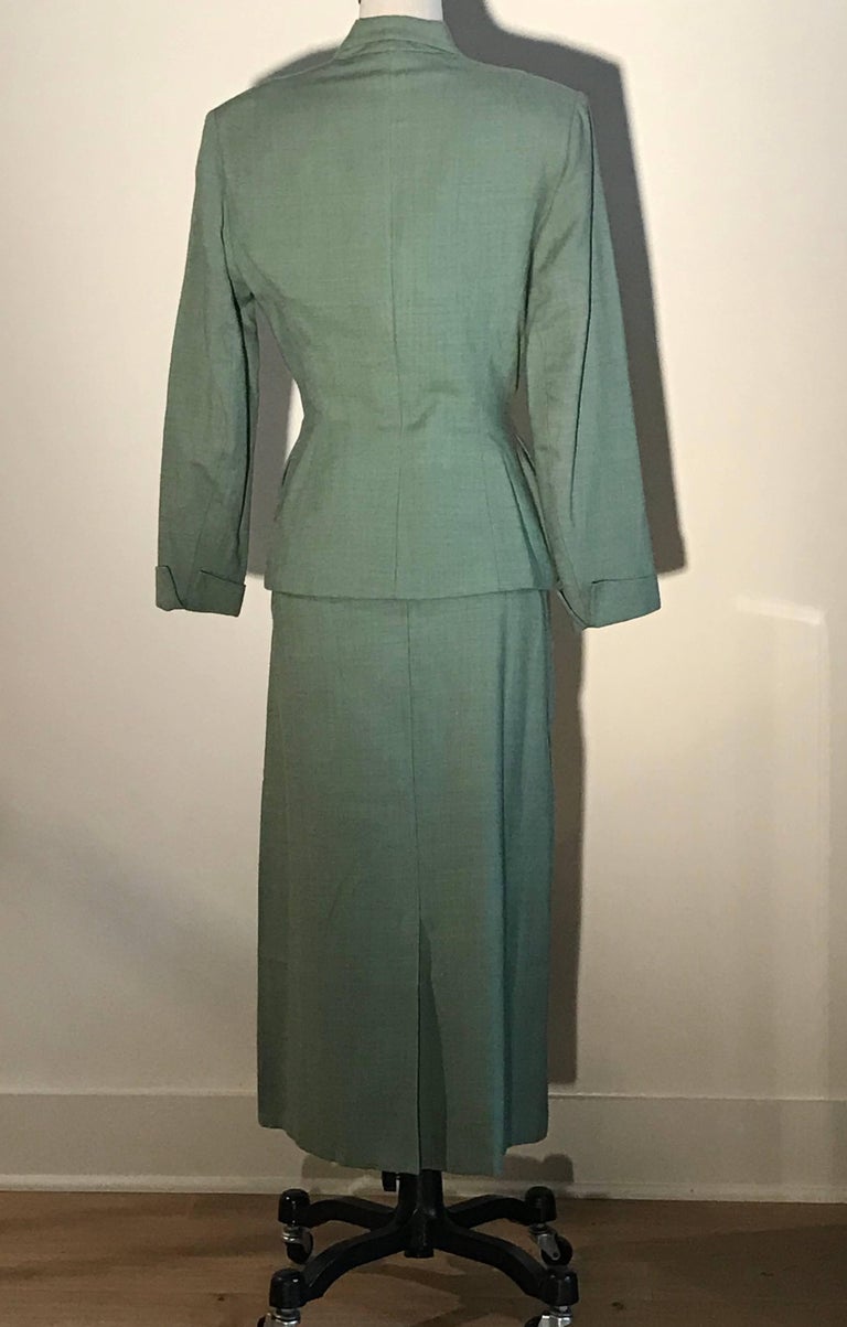 Schiaparelli Green Jacket and Skirt Suit Set with Crossover Detail ...