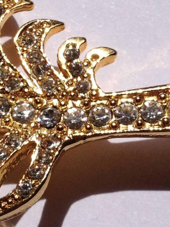 Patrick Kelly Paris 80s Gold Tone Rhinestone Feather Pin Brooch at 1stDibs
