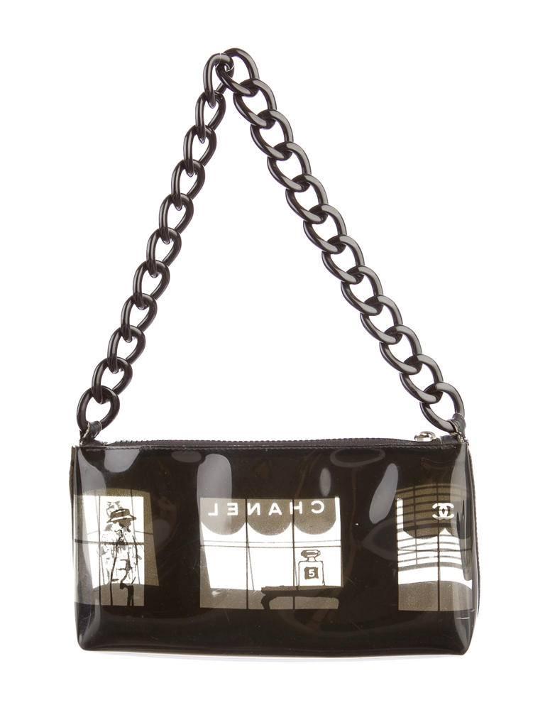 Chanel Early 2000s 'Maison' Window Print Clear Vinyl Handbag with ...